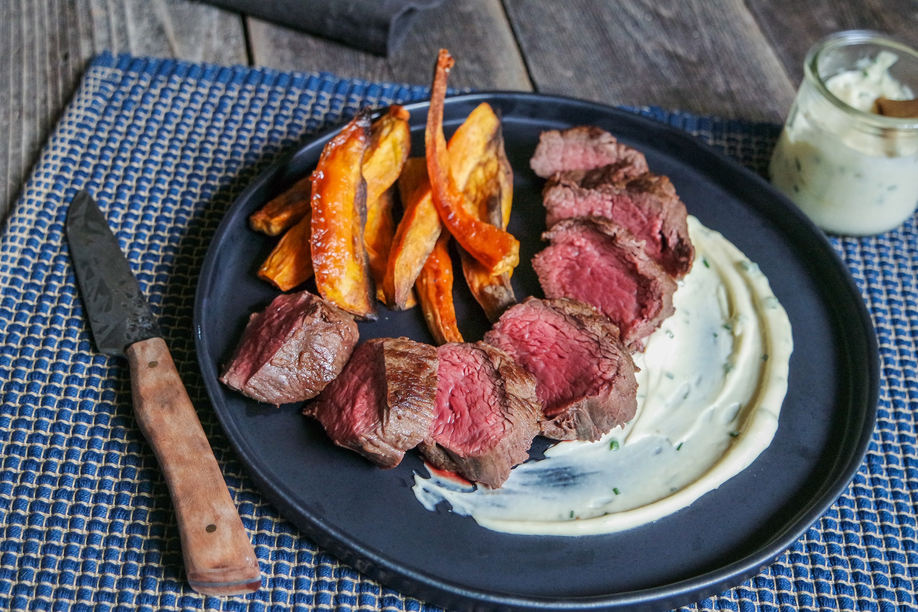 Petite Tender Steak with Roasted Garlic Aioli